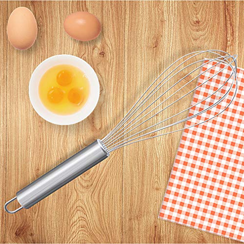 Whisk,12inch Stainless Steel Whisk,Kitchen Utensils Wire Whisk Balloon Whisk, Use for Cooking, Blending, Whisking, Beating, Stirring