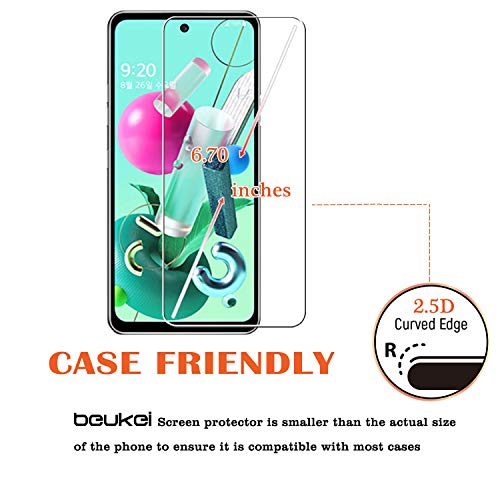 beukei (3 Pack) Screen Protector Compatible for LG K92 5G Screen Protector Tempered Glass, 9H Hardness, Anti Scratch, Bubble Free