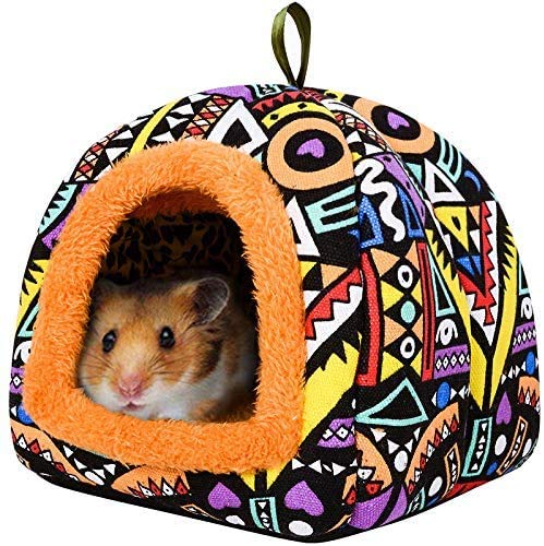 KAMEIOU Small Animal Hamster Hedgehog Small Guinea Pig Bed Hideout House Washable Warm Cartoon Hamster Hedgehog Chinchilla Ferret Guinea Pig Cage Hammock Beds for Small Animals Guinea Pig Accessories