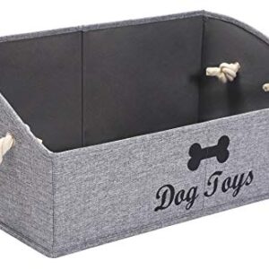 Morezi Large Dog Toy bin Puppy Shallow Toy Baskets - Perfect for Collapsible Bin for Living Room, Playroom, Closet, Home Organization - Snow Gray - Rectangle - Dog