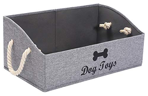 Morezi Large Dog Toy bin Puppy Shallow Toy Baskets - Perfect for Collapsible Bin for Living Room, Playroom, Closet, Home Organization - Snow Gray - Rectangle - Dog