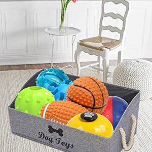 Morezi Large Dog Toy bin Puppy Shallow Toy Baskets - Perfect for Collapsible Bin for Living Room, Playroom, Closet, Home Organization - Snow Gray - Rectangle - Dog