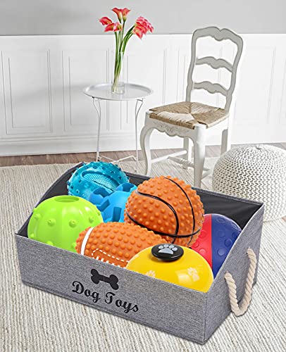 Morezi Large Dog Toy bin Puppy Shallow Toy Baskets - Perfect for Collapsible Bin for Living Room, Playroom, Closet, Home Organization - Snow Gray - Rectangle - Dog