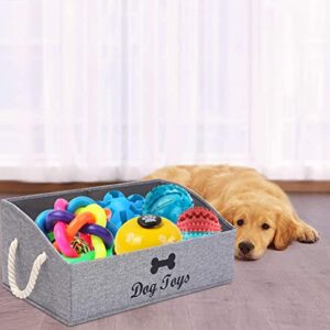 Morezi Large Dog Toy bin Puppy Shallow Toy Baskets - Perfect for Collapsible Bin for Living Room, Playroom, Closet, Home Organization - Snow Gray - Rectangle - Dog