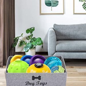 Morezi Large Dog Toy bin Puppy Shallow Toy Baskets - Perfect for Collapsible Bin for Living Room, Playroom, Closet, Home Organization - Snow Gray - Rectangle - Dog