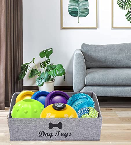 Morezi Large Dog Toy bin Puppy Shallow Toy Baskets - Perfect for Collapsible Bin for Living Room, Playroom, Closet, Home Organization - Snow Gray - Rectangle - Dog