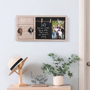 Key Hooks Photo Hangers Chalkboard Wall Mounted Keychains Organizer - Bohemian Hanging Photo Note Board Key Racks Hanger Suitable for Entryway, Front Door, Hallway for Boho and Rustic Decor.