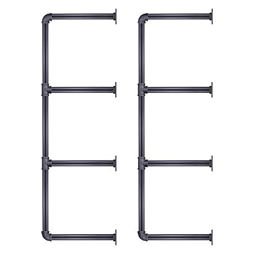 MUZIK 4 Tier Industrial Wall Mount Iron Pipe Shelf, Vintage Industrial Wall Mount Bookshelf Shelving Unit, DIY Open Bookshelf, Shelf Shelves, Kitchen Shelves, 2 Pack 40 Inch, 3/4 Pipe Nipple