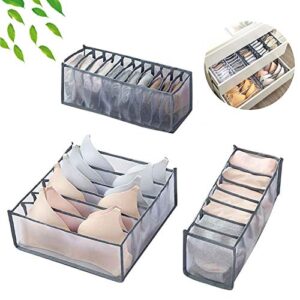 eddhomes underwear drawer organizer divider, bra drawer organizer divider storage foldable bra underwear drawer organizer women for underwear bras socks - (grey/3 set)…