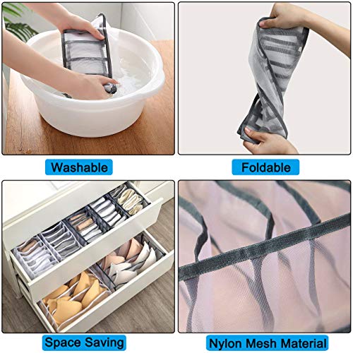 EddHomes Underwear Drawer Organizer Divider, Bra Drawer Organizer Divider Storage Foldable Bra Underwear Drawer Organizer Women for Underwear Bras Socks - (Grey/3 Set)…