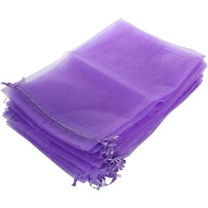 ZOEYES 200pcs Organza Bags 8x12 Inch Sheer Drawstring Organza Gift Bag Purple Organza Bags for Festival Wedding Party Favor Candy Toys Pouches