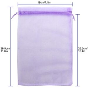 ZOEYES 200pcs Organza Bags 8x12 Inch Sheer Drawstring Organza Gift Bag Purple Organza Bags for Festival Wedding Party Favor Candy Toys Pouches