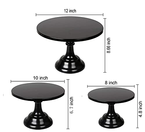 3 Pieces Cake Stand Set Black Metal Cupcake Holder Dessert Display Plate Decor Serving Platter for Baby Shower Wedding Birthday Parties Celebration