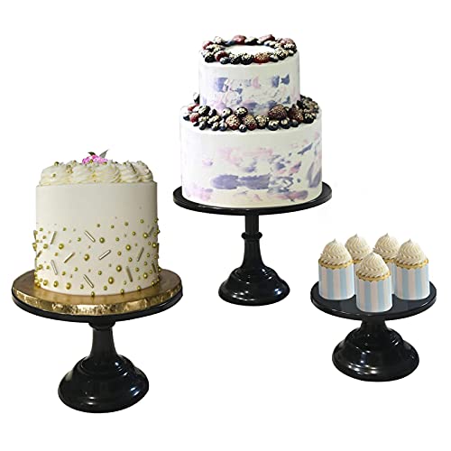 3 Pieces Cake Stand Set Black Metal Cupcake Holder Dessert Display Plate Decor Serving Platter for Baby Shower Wedding Birthday Parties Celebration