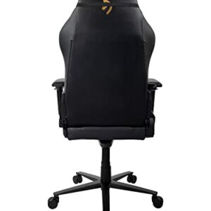 Arozzi Primo Premium PU Leather Gaming Chair Office Chair with Recliner Swivel Tilt Rocker Adjustable Height 4D Armrests Neck Pillow and Built-in Lumbar Adjustment - Black with Gold Accents