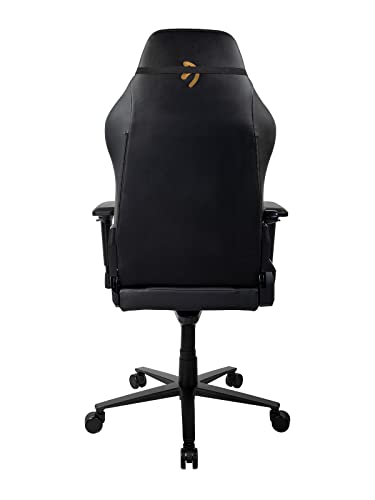 Arozzi Primo Premium PU Leather Gaming Chair Office Chair with Recliner Swivel Tilt Rocker Adjustable Height 4D Armrests Neck Pillow and Built-in Lumbar Adjustment - Black with Gold Accents