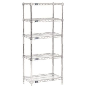 Nexel - 24" x 24" x 63", 5 Tier, NSF Listed Adjustable Wire Shelving, Unit Commercial Storage Rack, Chrome, Leveling feet