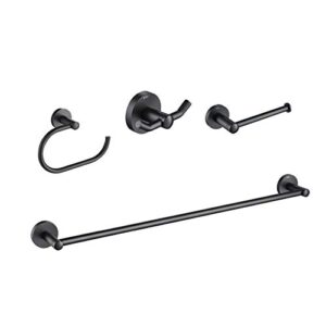 kraus c-kea-188mb elie 4-piece bath hardware set with 24-inch bar, paper holder, towel ring and robe hook, matte black