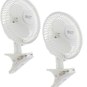 Comfort Zone CZ6C 6-inch Quiet Portable Indoor 2-Speed Desk Fan with Clip and Fully Adjustable Tilt, White (2pk)