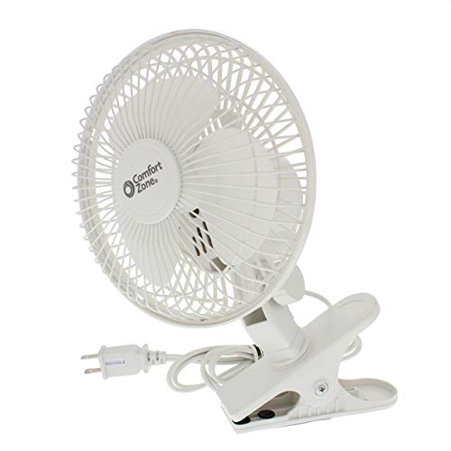 Comfort Zone CZ6C 6-inch Quiet Portable Indoor 2-Speed Desk Fan with Clip and Fully Adjustable Tilt, White (2pk)