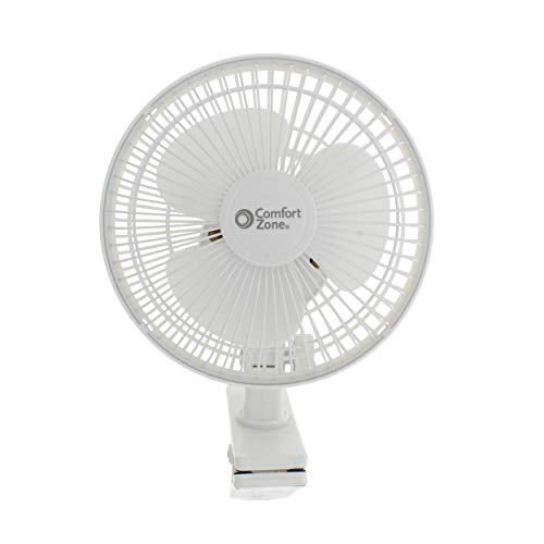 Comfort Zone CZ6C 6-inch Quiet Portable Indoor 2-Speed Desk Fan with Clip and Fully Adjustable Tilt, White (2pk)