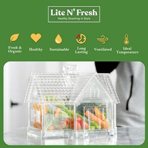 Lite N' Fresh Veggie & Fruit Container w/Lid & Solar Light - Ideal for Summer Picnics & Tailgates - Made w/Food-Grade Materials, Easy to Clean & Great Storage Space - Kitchen & Table Decorations