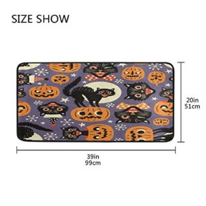 Spooky Cats and Halloween Pumpkins Indoor Area Rug Bathroom Kitchen Non-Slip Mat 39X20 inch