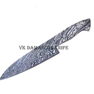 Handmade Damascus Chef knife Kitchen Knife Blank Blade fixed blade knife VK3542 (Silver 3)