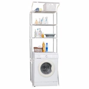 baoyouni adjustable laundry shelf over toilet washing machine storage rack above washer dryer standing bathroom organizer 3-tier space saving shelving units, ivory