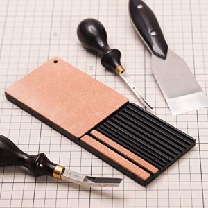 WUTA Edge Beveler Sharpener Multifunctional Leather Edge Beveler Sharpener Skiving Knife Sharpening Strop Tools Polish Grind Knife Wider Shovel Cutting DIY Leather Tool