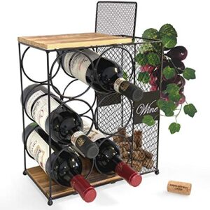 anna stay countertop wine rack - wine bottle holder with cork storage, decorative wine racks - wine gifts for women & beautiful housewarming gift, stylish wine bottle holder for your home decor