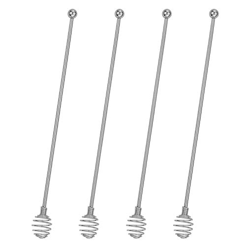 Coffee Stir Sticks,BURLIHOME Stainless Steel Swizzle Sticks 4Pcs Reusable Beverage Stirrers with Honey Shape