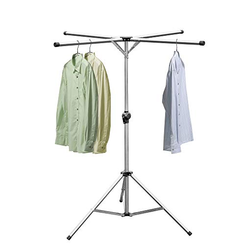 PENGKE Foldable Clothes Drying Laundry Rack Portable Space Saving, Adjustable High Capacity 4 Poles Stainless Steel Laundry Drying Rack