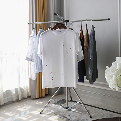 PENGKE Foldable Clothes Drying Laundry Rack Portable Space Saving, Adjustable High Capacity 4 Poles Stainless Steel Laundry Drying Rack