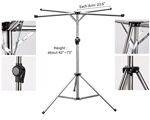 PENGKE Foldable Clothes Drying Laundry Rack Portable Space Saving, Adjustable High Capacity 4 Poles Stainless Steel Laundry Drying Rack