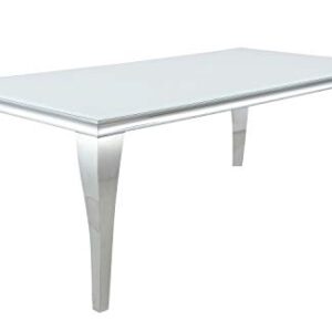 Coaster Home Furnishings Carone Rectangular Glass Top White and Chrome Dining Table (115081)