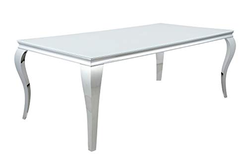 Coaster Home Furnishings Carone Rectangular Glass Top White and Chrome Dining Table (115081)