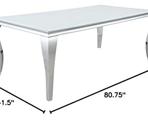 Coaster Home Furnishings Carone Rectangular Glass Top White and Chrome Dining Table (115081)