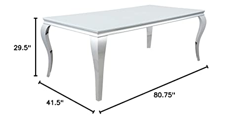 Coaster Home Furnishings Carone Rectangular Glass Top White and Chrome Dining Table (115081)