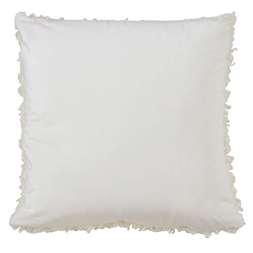 SARO LIFESTYLE Maeve Collection Faux Lamb Fur Throw Pillow Cover, 18", Ivory