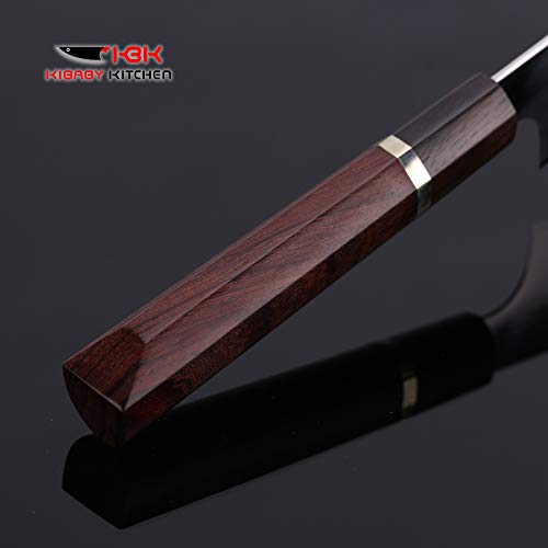 Kbk Japanese Gyutou Forged Kitchen Knife SUS304 Stainless Steel Blade and Hard Alloy Edge 63 HRC Super Sharp with Ebony Wooden Handle Comfort Hold