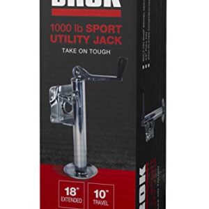 bROK Products 15936 Side Mount Top Wind Trailer Jack with Footplate - 1000 lb, Silver