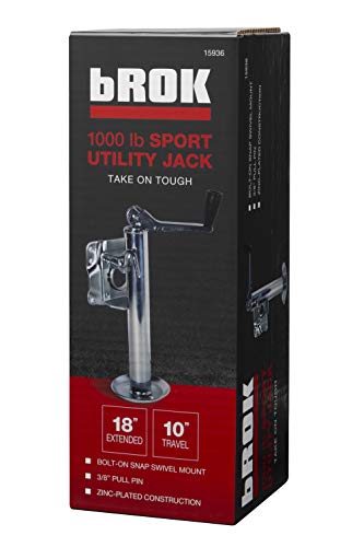 bROK Products 15936 Side Mount Top Wind Trailer Jack with Footplate - 1000 lb, Silver