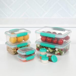 Sistema 10 Piece Food Storage Containers with Salad Dressing and Condiment Containers and Lids for Meal Prep, Dishwasher Safe, Clear/Green