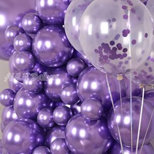 AULE 100Pcs Purple Metallic Balloons Different Sizes 18/12/10/5 inch Chrome Latex Shiny Helium Balloons Party Decoration for Birthday Carnival Wedding Baby Shower Graduation