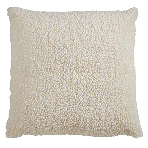 SARO LIFESTYLE Esme Collection Down Filled Faux Fur Throw Pillow, 18", Ivory