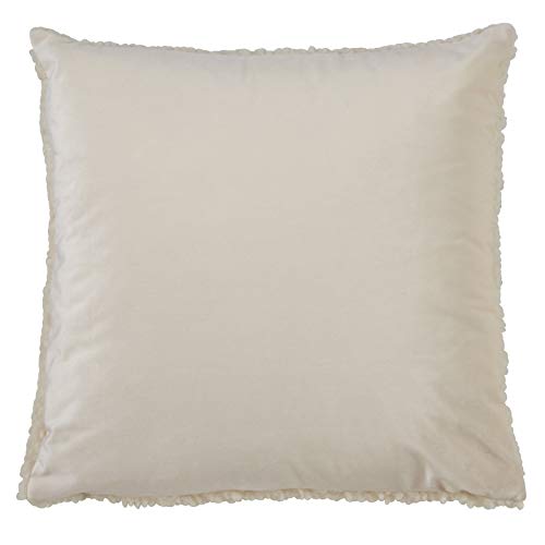 SARO LIFESTYLE Esme Collection Down Filled Faux Fur Throw Pillow, 18", Ivory