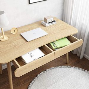 TOPYL Simple Computer Desk with Drawers for Small Spaces,Modern Sturdy Office Desk,Multipurpose Wooden Workstation Writing Desk for Bedroom