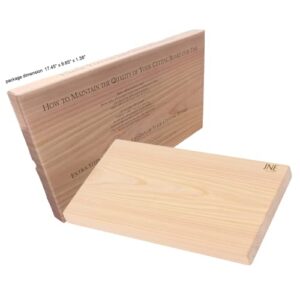 JNE Hinoki Cypress Wood Cutting Board, Chopping Board, Butcher Board, Serving Board, Solid Single Piece, No Joint, No Glue (17.3L x 9.5W x 1.2H inch)