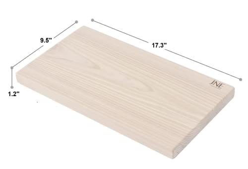 JNE Hinoki Cypress Wood Cutting Board, Chopping Board, Butcher Board, Serving Board, Solid Single Piece, No Joint, No Glue (17.3L x 9.5W x 1.2H inch)